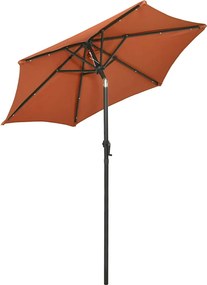 Zahradní slunečník s LED osvětlením terakota 200x211 cm hliník 313562