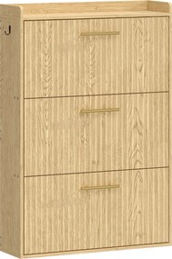 HOMCOM Úzký botník se skládacím designem a 3 přihrádkami, světle hnědý