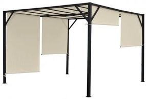 Pergola se stahovací střechou 4x4 m Dekorhome Šedohnědá taupe