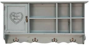 Modrá nástěnná skříňka s přihrádkami a dvířky Cuisla de Famille - 80*15*40 cm
