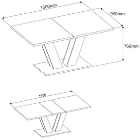 Rozkládací jídelní stůl Moteon 150x90 cm,dub artisan/šedý,podnož V