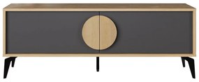 TV stolek v dekoru dubu v černo-přírodní barvě 140x51 cm Vae – Marckeric
