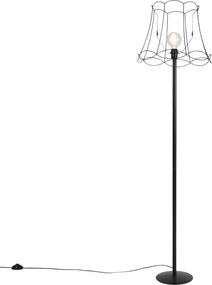 Stojací lampa černá s stínítkem Granny Frame černým 45 cm - Simplo