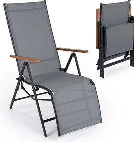 Costway Sada 2 skládacích lehátek s nastavitelným opěradlem, nosnost do 150 kg