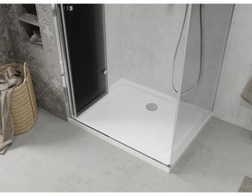 Mexen Lima, sprchový kout se skládacími dveřmi 70 (dveře) x 90 (stěna) cm, 6mm šedé sklo, chromový profil + slim sprchová vanička bílá + chromový sifon, 856-070-090-01-40-4010
