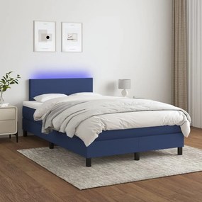 vidaXL Box spring postel s matrací a LED 120 x 200 cm textil [3132981] Barva: Modrá