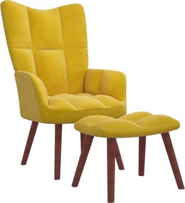 vidaXL Relaxační křeslo se stoličkou krémově samet [328063] Barva: horčicově žlutá