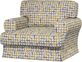 Potah na křeslo IKEA Ekeskog barva modrá látka pletený vzor, vzorované
