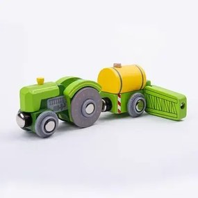 Bigjigs Rail Traktor s vlečkou zelená / od 3 let