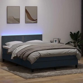 Box spring postel s matrací a LED tmavě šedá 160x210 cm samet 3316792