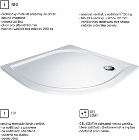 Mereo Mereo, Sprchový set z Kory Lite, čtvrtkruh, 90 cm, chrom ALU, sklo Grape a vaničky z litého mramoru., CK35131ZM
