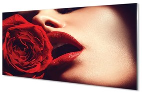 akrylový obraz Rose žena v ústech 125x50 cm
