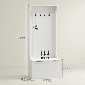 HOMCOM Moderní 3-in-1 volně stojící stojan na kabáty s 4 háčky, úložná lavice a ramínko na kabáty, úsporný vstup, chodba, nábytek do ložnice z dřeva,…