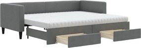 Válenda s přistýlkou a zásuvkami tmavě šedá 80 x 200 cm textil 3196628
