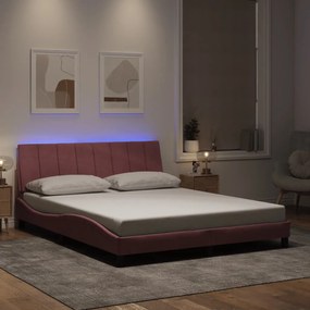 Rám postele s LED osvětlením bez matrace Hanko růžový 160 x 200 cm samet 3213792