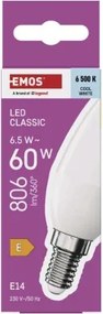 Emos lighting LED žárovka Classic svíčka / E14 / 6,5 W (60 W) / 806 lm / studená bílá 1525731111