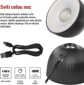 Nabíjecí stolní LED lampa Sophie černá