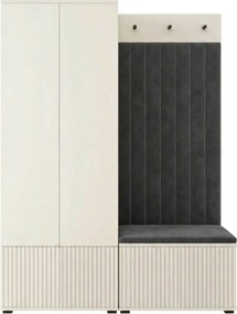 Předsíňová stěna RAYO 1 s čalouněnými panely, 140 cm, kašmír/ tmavě šedá