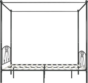 vidaXL Marketos Rám postele s nebesy šedý kovový 200 x 200 cm