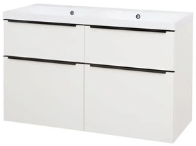 Mereo Mereo, Mailo, koupelnová skříňka s umyvadlem z litého mramoru 121 cm, černé madlo, CN513MB