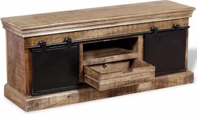 TV stolek s 2 posuvnými dvířky mangovníkové dřevo 110x30x45 cm 244019