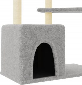 Škrabadlo pro kočky se sisalovými sloupky světle šedé 107,5 cm 172071