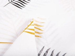 Biante Dětský bavlněný závěs Sandra SA-219 Zlaté a černé palmové listy na bílém 150x200 cm