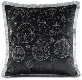 VÁNOČNÍ DEKORAČNÍ POVLAK NA POLŠTÁŘ HOLLY 45X45 CM ČERNÁ