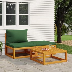 vidaXL 3dílná sada zahradního nábytku s poduškami masivní akácie [360009] Barva: Zelená