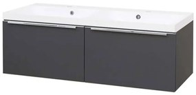 Mereo, Mailo, koupelnová skříňka s umyvadlem z litého mramoru 121 cm, antracit, chrom madlo CN538M