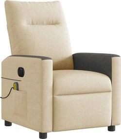 Elektrické masážní polohovací křeslo krémové textil 3324049