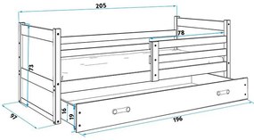 Dětská postel s úložným prostorem bez matrace 90x200 FERGUS - grafit / bílá