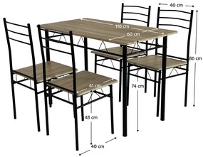 Kondela Jídelní set 1+4, dub sonoma/černá, MAKO