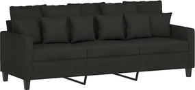 3místná pohovka s podnožkou černá 180 cm textil 3201093