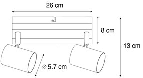 Stropní svítidlo černé se dřevem 2-světlo nastavitelné obdélníkové - Jeana