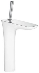 Hansgrohe PuraVida, páková umyvadlová baterie 200 s odtokovou soupravou Push-Open, bílá/chromová, 15081400
