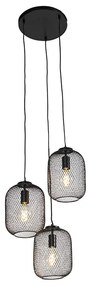 Průmyslová závěsná lampa černá 45 cm 3-světlo - Bliss Mesh