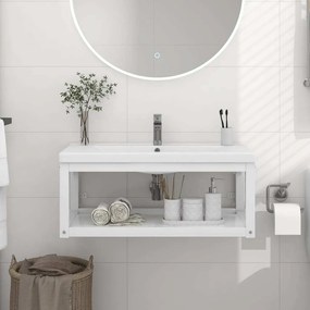 vidaXL Nástěnný koupelnový regál pod umyvadlo 79x38x31 cm železo [338492] Barva: Bílá