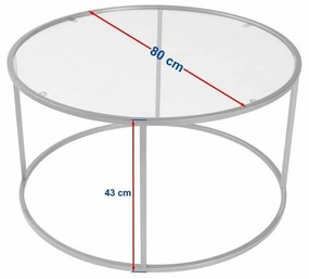 Konferenční stolek Aurum Black s tmavým sklem, 80 cm
