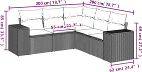 5dílná zahradní sedací souprava s poduškami béžová polyratan 3222547