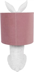 Bílá stolní lampa králík se zlatýma ušima a růžovým stínidlem Konijn – 20x43 cm