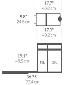 Plastový odpadkový koš 35 l Dual - simplehuman