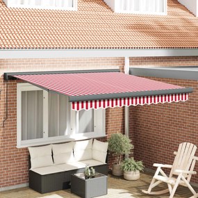 Stahovací markýza Červená a Bílá 300 x 250 cm Plátno a hliník 3329993