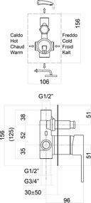 Sapho Latus podomítková sprchová baterie 2 výstupy černá mat 1102-42B
