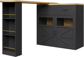 Aosom Rozkládací barový stůl s úložným prostorem a funkcí 360° otáčení, 138-204 x 39 x 104 cm, černá