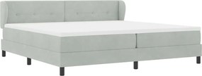 Postel s boxspringem s čelo Světle šedá 200 x 200 cm samet 3340406