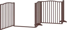 Zábrana pro psy s dvířky skládací 8 panelů hnědá 640 cm topol 3155638