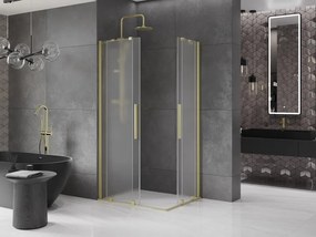 Mexen Velar Duo, sprchový kout s posuvnými dveřmi 100 x 90 cm, 8mm sklo námraza, zlatá matná, 871-100-090-32-55