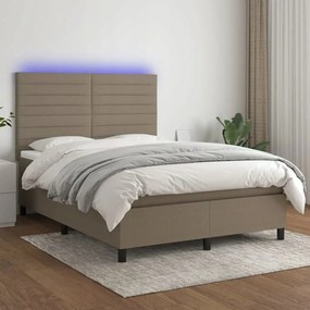Fionshop 264253513 Box spring postel s matrací a Led taupe 140x200 cm tex