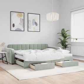 Válenda s přistýlkou a zásuvkami světle šedá 90 x 200 cm samet 3197001